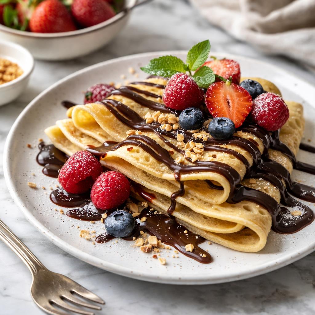 Low Carb Crepe with Chocolate Drizzle Recipe