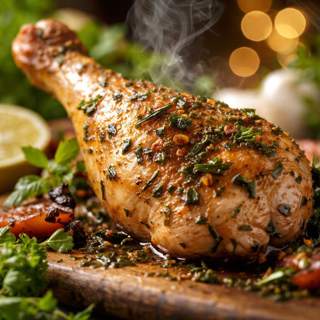 Low Fat Herb-Infused Roast Chicken Leg Recipe