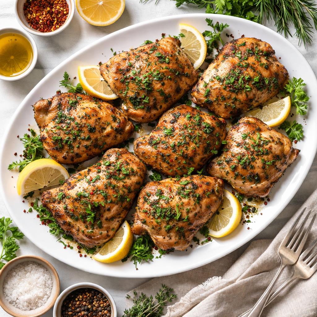 Low Sodium Herb-Marinated Baked Chicken Thighs Recipe