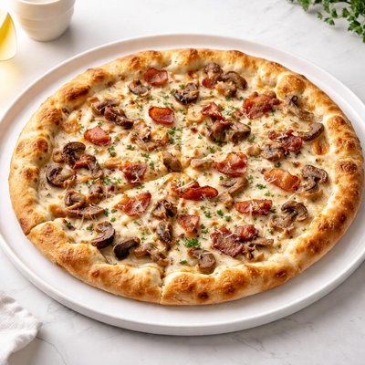 Alfredo Bacon Mushroom Pizza Best Pizza Ever Recipe