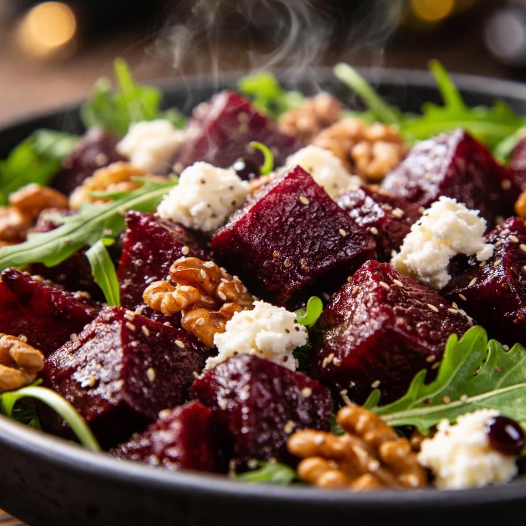 Nut-Free Roasted Beet Salad with Goat Cheese and Walnuts Recipe