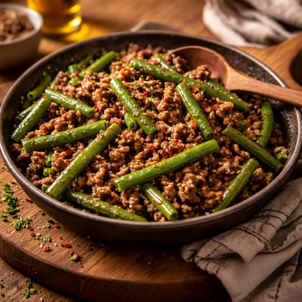Stir-Fried Ground Beef with Green Beans Recipe
